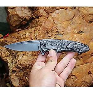 Polar Bear Handle, Survival Pocket Knife, Stonwash