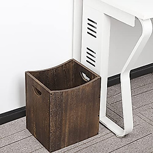 Office Trash Cans Garbage Can 5.3 Gallon Bathroom Trash Can, 2 Packs Large Desk Wooden Trash Can for Kitchen for Near Desk, Bedroom, and Bathroom, Dark Brown Assembly Required