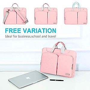 Lacdo Laptop Bag for Women, Laptop Shoulder Bag Sleeve Case for 13 inch New MacBook Air M2 A2681 M1 A2337 A2179 A1932 | 13 inch New MacBook Pro M2 M1 A2338 A2251 A2289 A2159 | 12.9" New iPad Pro, Pink