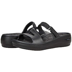 Skechers Women's Adjustable Wedge Sandal, Black, 11