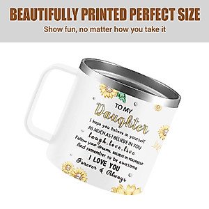 WWHSAI Daughter Tumbler Gifts from Mom, to My Daughter Insulated Stainless Steel Coffee Cup Travel Tumbler Mug 14oz, Christmas Graduation Mothers Day Birthday Gifts for Daughters Adult from Mom
