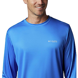 Columbia Men's Terminal Tackle PFG Country Triangle Long Sleeve, Vivid Blue/USA Flag, XX-Large