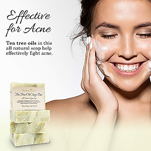 TEA TREE SOAP BAR - 4 Natural Tea Tree Oil Soap Bars for Face, Hand, Foot, Body Wash - Fights Blemishes, Itch, Body Odor. Handmade in USA with Non-GMO Ingredients. 4 Large 4.5 oz Bars