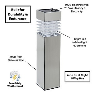 Morvat LED Solar Path Lights, Solar Walkway Lights Pathway Lights Solar Powered Solar Pathway Lights Yard Lights Outdoor Solar Powered Stainless Steel & Durable Plastic Waterproof, White Light, 8 Pack