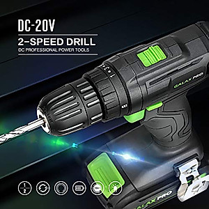 GALAX PRO Cordless Drill Driver/Impact Driver with 1pcs 1.3Ah Lithium-Ion Batteries, Charger Kit, 11pcs Accessories and Tool Bag