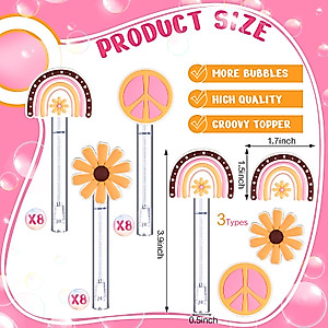 Seenelling 24 Pcs Groovy Hippie Mini Bubble Wand for Kids Boho Rainbow Daisy Peace Sign Bubble Party Favors Assortment Toys for Girls Boys Celebration Birthday Goodie Bag Stuffers Summer Outdoor Gifts