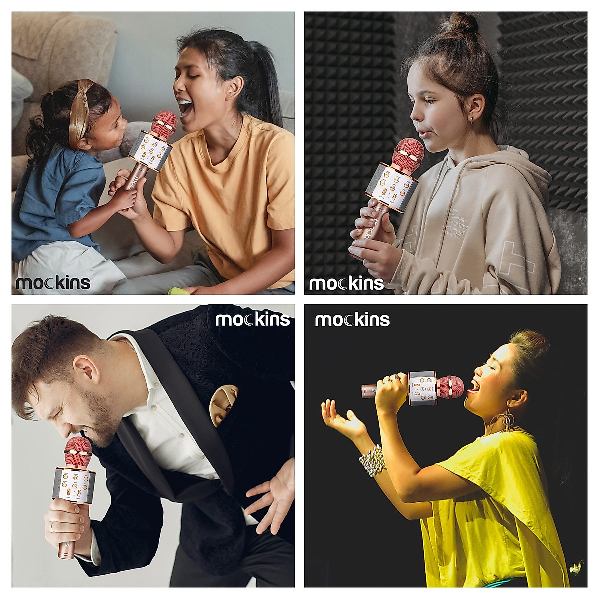 Mockins Rose Karaoke Microphone Wireless w/Built-in Speaker | Wireless Microphones Bluetooth Compatible w/iPhone & Android | Bluetooth Karaoke Microphone for Kids | Portable Microphone Karaoke Mic