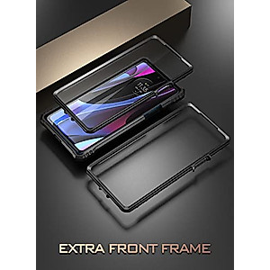 Poetic Revolution Case for Moto Edge Plus 5G 6.7" (2022) / Edge+ 5G UW (2022), Model # XT2201, Full-Body Rugged Shockproof Protective Cover with Kickstand and Built-in-Screen Protector, Black