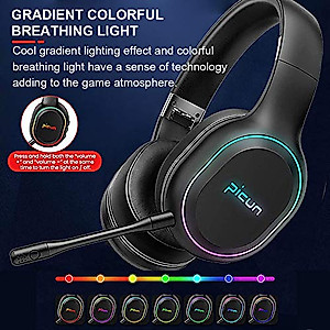 SLuB Bluetooth Headphones Over Ear,2.4GHz Wireless Gaming Headset with Noise Cancelling Detachable Mic,60Hrs Playtime Hi-Fi Ultra-Low Latency Gaming Headphones