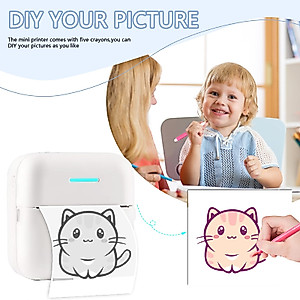 Sticker Printer Machine- Mini Thermal Printer, Inkless Notes Printer Mini, Portable Bluetooth Pocket Phone Printer for Journal, Photos, Notes, Kids Gift, White Mini Printer Sticker Maker