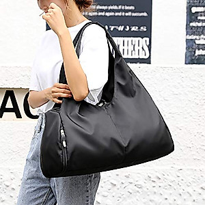 Forestfish Duffel Bag Gym Totes with Dry Wet Pocket & Shoes Compartment for Women and Men,Black