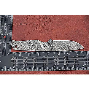 Straight Back Blank Blade Skinning Knife, 8 inches Long Hand Forged Damascus Steel 4" Scale Space with 3 Pin Hole & an Inserting Hole Space 3.5 inches Cutting Edge