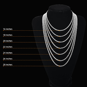 CBLKUS 3.5mm Stainless Steel Chain Necklace, Mens Silver Curb Link Chain, Diamond Cut Solid Cuban Link Chain For Women, Italy Mens Jewelry Available In 16-28 Inches
