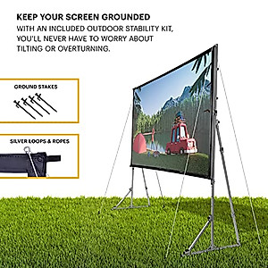 KODAK 150” Portable Projector Screen W/ Stand - Fast Fold White Projection Backdrop for Outdoor & Indoor Movies with Tripod, Outdoor Stability Kit, & Black Storage Carry Case