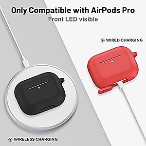 IceSword Airpods Pro 2nd/1st Generation Case Cover, Full Protective Silicone AirPods Skin Soft Shell Shock-Absorbing Protective Full-Body Keychain for Women Men [Front LED Visible] Airpods - Black