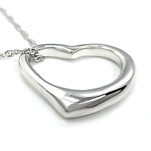Pearl of Dream Perfect Love Open Heart [Large Size] Sterling Silver Pendant Necklace