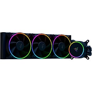 Razer Hanbo Chroma RGB All in One Liquid Cooler aRGB Pump Cap: AIO Design - Quiet, Powerful aRGB Fans - PWM Fan Controller Support - Intel LGA 115X Series, 2011, 1200, 1700, AM5 Compatible - 360MM