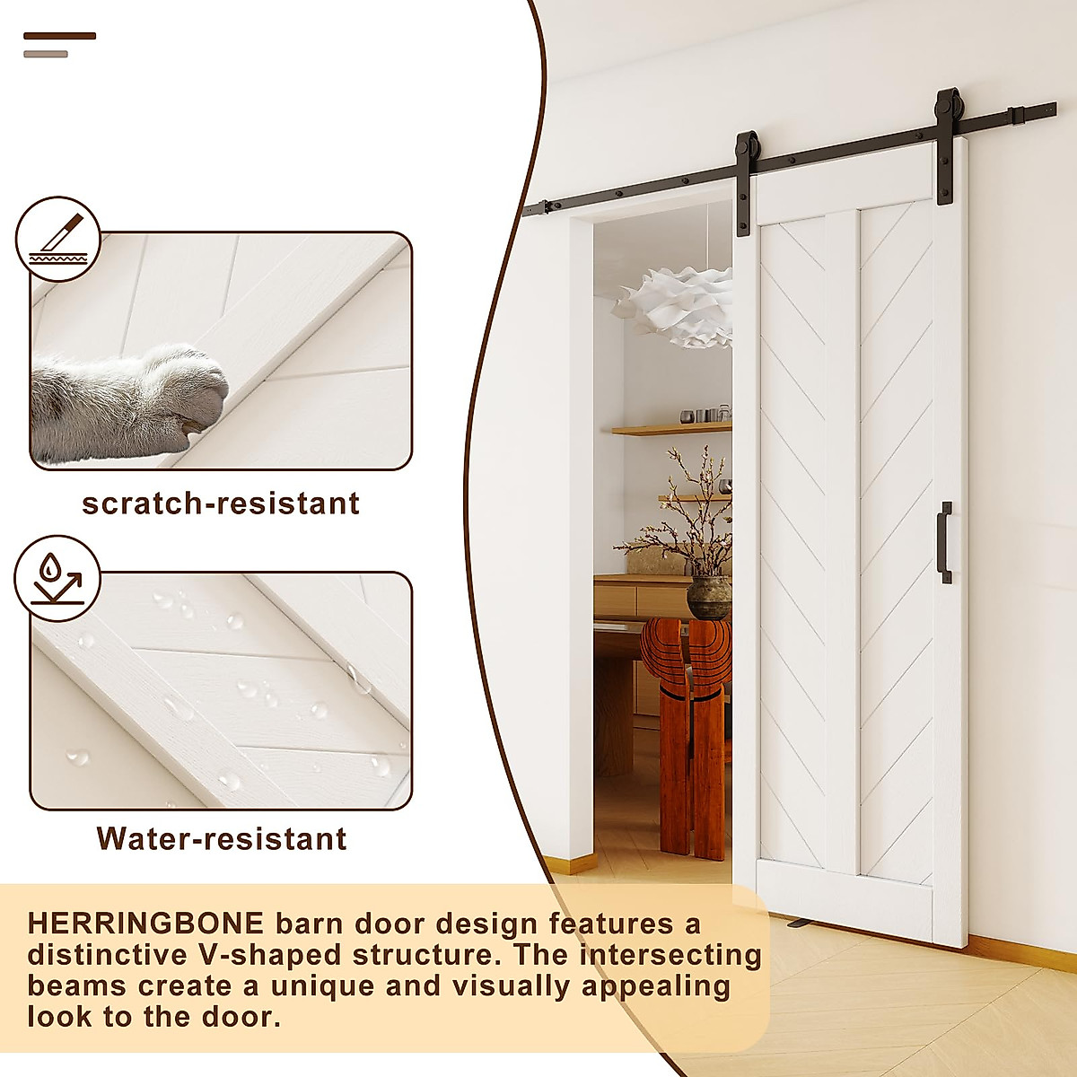 SOLRIG Sliding Barn Door 60"(30" x2)× 84", Double Pre-drilled Barn Door Slab, Need to Assemble, DIY Unfinished, 2X Barn Door Hardware Included, V Frame, White