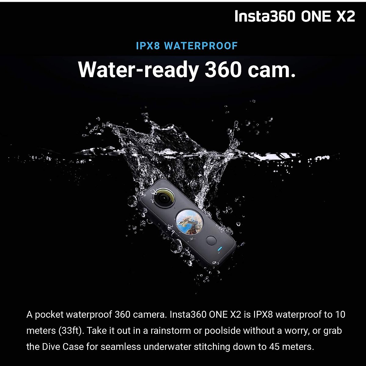 Insta360 ONE X2 360 Camera with Touchscreen - 5.7K30 360 Video, Front Steady Cam Mode, 18MP 360 Photo + InstaPano | Bundle Includes Bullet Time Kit & 128GB Memory Card (3 Items)