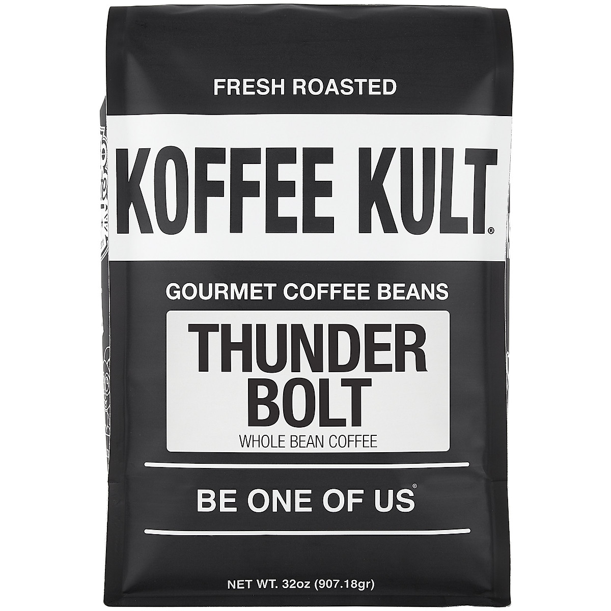Koffee Kult Thunder Bolt Dark Roast Coffee Beans, Whole Bean, Fresh Roasted, 100% Arabica Robust Blend of Colombian And Brazil Whole Beans Bulk 32oz