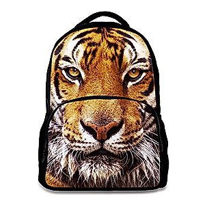 Tiger Animal School Bag For Man/Kid/Girl/Woman 3D Printing Student Backpack 17 Inch Black Cool Design Casual Daypack