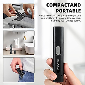 ACCOCAM 2022 Nose Ear Hair Trimmer for Men Women, Electric Nostril Nasal Hair Clippers Trimmers Remover with Vacuum Cleaning System, IPX7 Waterproof, Mute Motor, Wet/Dry, Battery-Operated