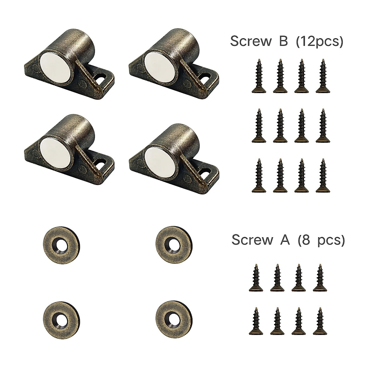 Sunivaca 4 Pack Cabinet Magnets Strong, Magnetic Door Catch, Cabinet Door Closers, Magnets for Cabinet Doors Latches Hardware - Bronze
