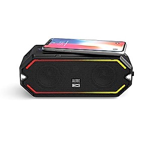 Altec Lansing HydraBlast Wireless Portable Bluetooth Speaker, IP67 Waterproof for Parties, USB C Rechargeable Outdoor Speakers with Built in Phone Charger and LED Lights, 20 Hour Playtime (Black)