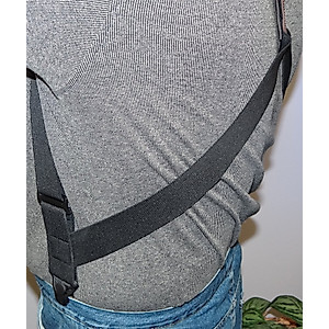 Hold-Up Hip-clip Style Suspenders for Men 1 1/2" Wide (Black/Plastic Clip)