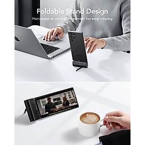 VRURC Mini Portable Charger Fast Charging, Built-in USB C in & Out Connector Power Bank 5000mAh,20W Battery Pack with Foldable Stand for iPhone 15,Samsung, Android Series-Black