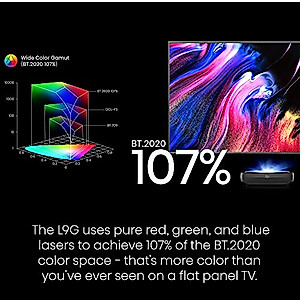 Hisense 100L9G Laser TV Triple-Laser Ultra Short Throw Projector with 100" ALR Screen, 4K UHD, 3000 Lumens, Dolby Vision, Android TV - Black