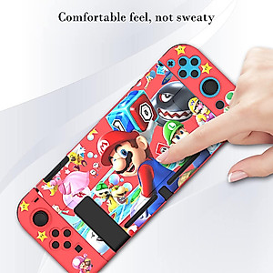 PERFECTSIGHT Protective Case Compatible with Nintendo Switch | Anti-Scratch Shockproof Slim Cover Case for NS Switch Joycon, Cute Mario Hard Shell Dockable Case, Party