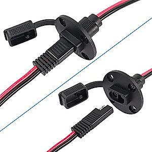 CERRXIAN 30cm 12AWG SAE to SAE Socket Sidewall Port Panel Mount Solar Cable, SAE Quick Connect Harness Cable(4-Pack)