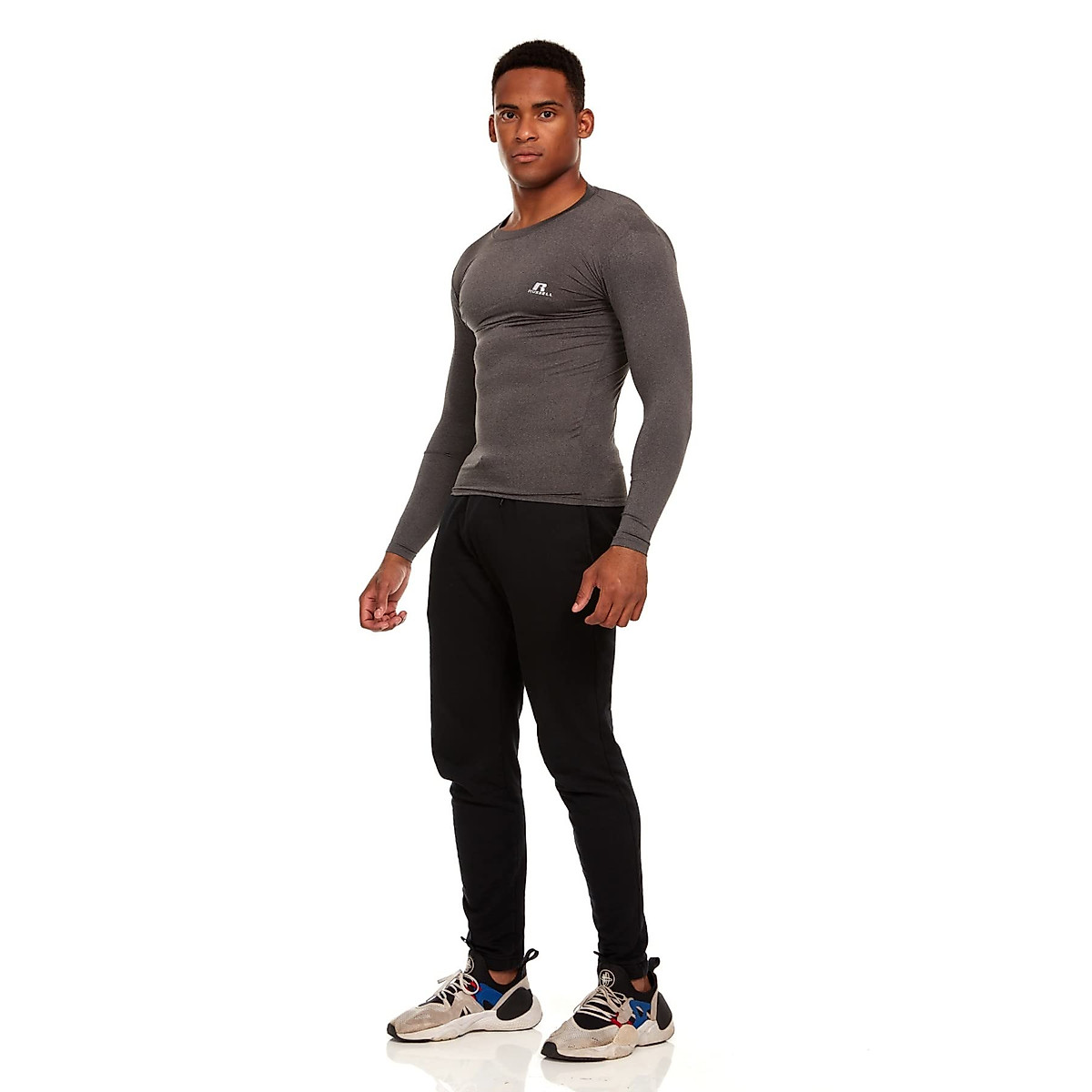 Russell Athletic Men's Compression Long Sleeve Top, Grey, X-Large