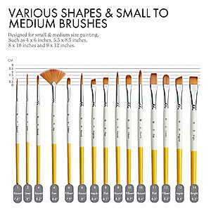 ARTIFY Sunflower 15 Pieces Paint Brush Set, Expert Series, Enhanced Synthetic Brush Set with Canvas Roll and Special Bookmarks for Acrylic, Oil, Watercolor and Gouache - Yellow