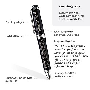 Jeremiah 29:11 Engraved Gift Pen with Presentation Box - Inspirational Christian Living Bible Gifts for Men Women of Faith