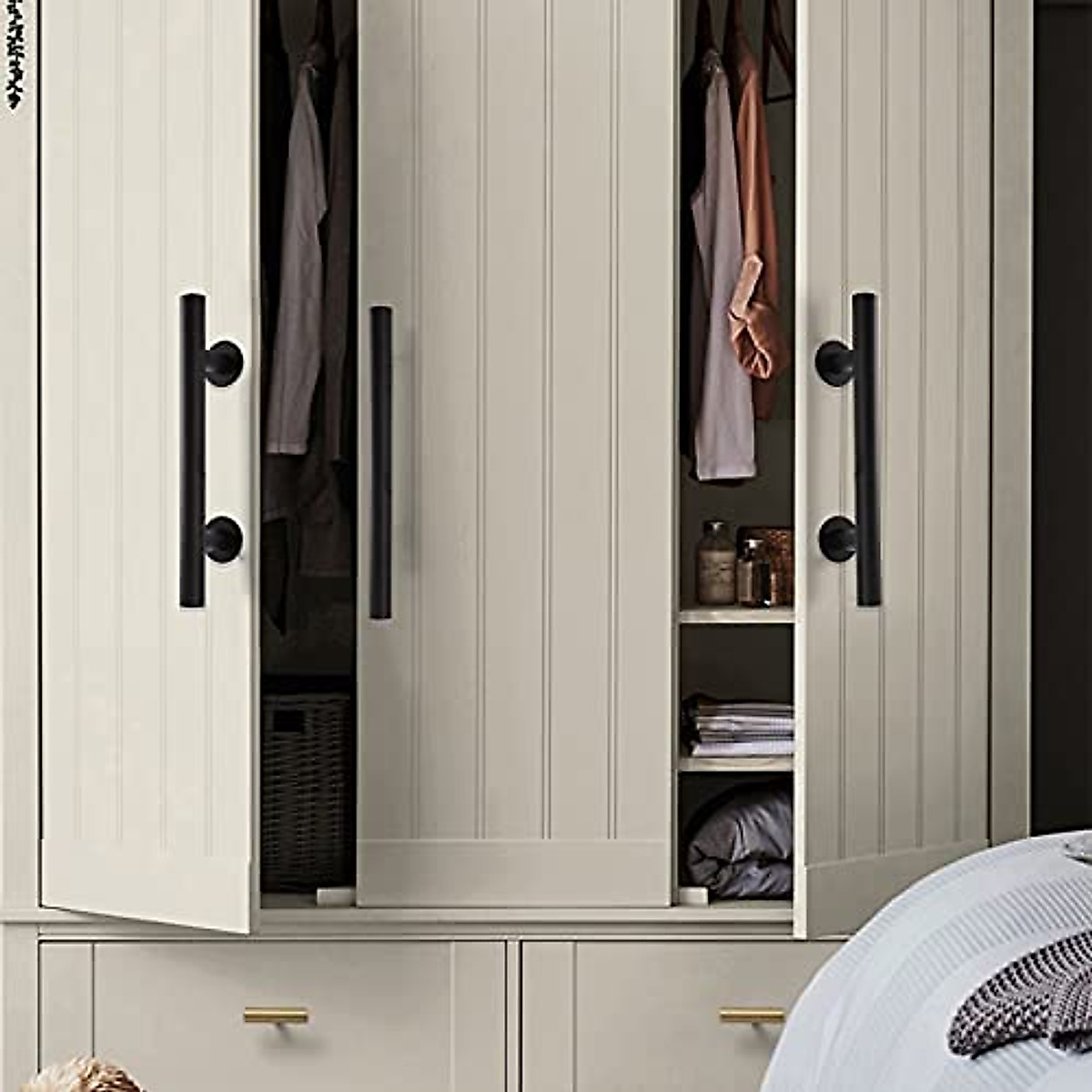 Peohud 2 Pack Sliding Barn Door Handle, Carbon Steel Pull and Flush Hardware Set, 12 Inch Heavy Duty Rustic Two-Side Design Door Hardware Set for Barn, Bedroom, Gate, Cabinet