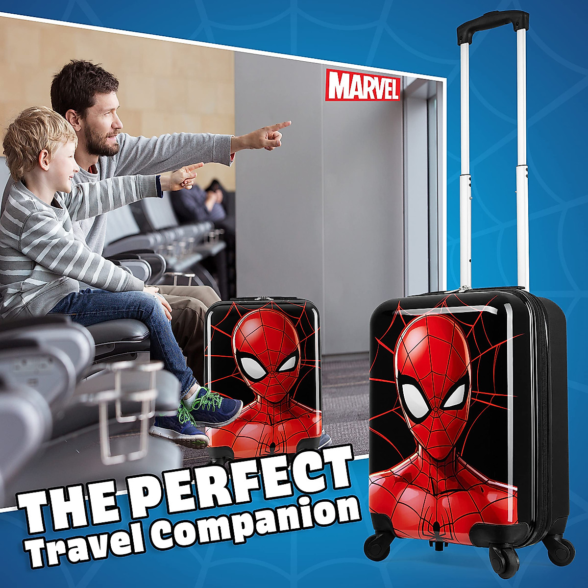Marvel Carry On Suitcase for Kids Spiderman Cabin Bag with Wheels Luggage Bag for Boys Carry On Travel Bag with Wheels and Handle Small Suitcase with Wheels