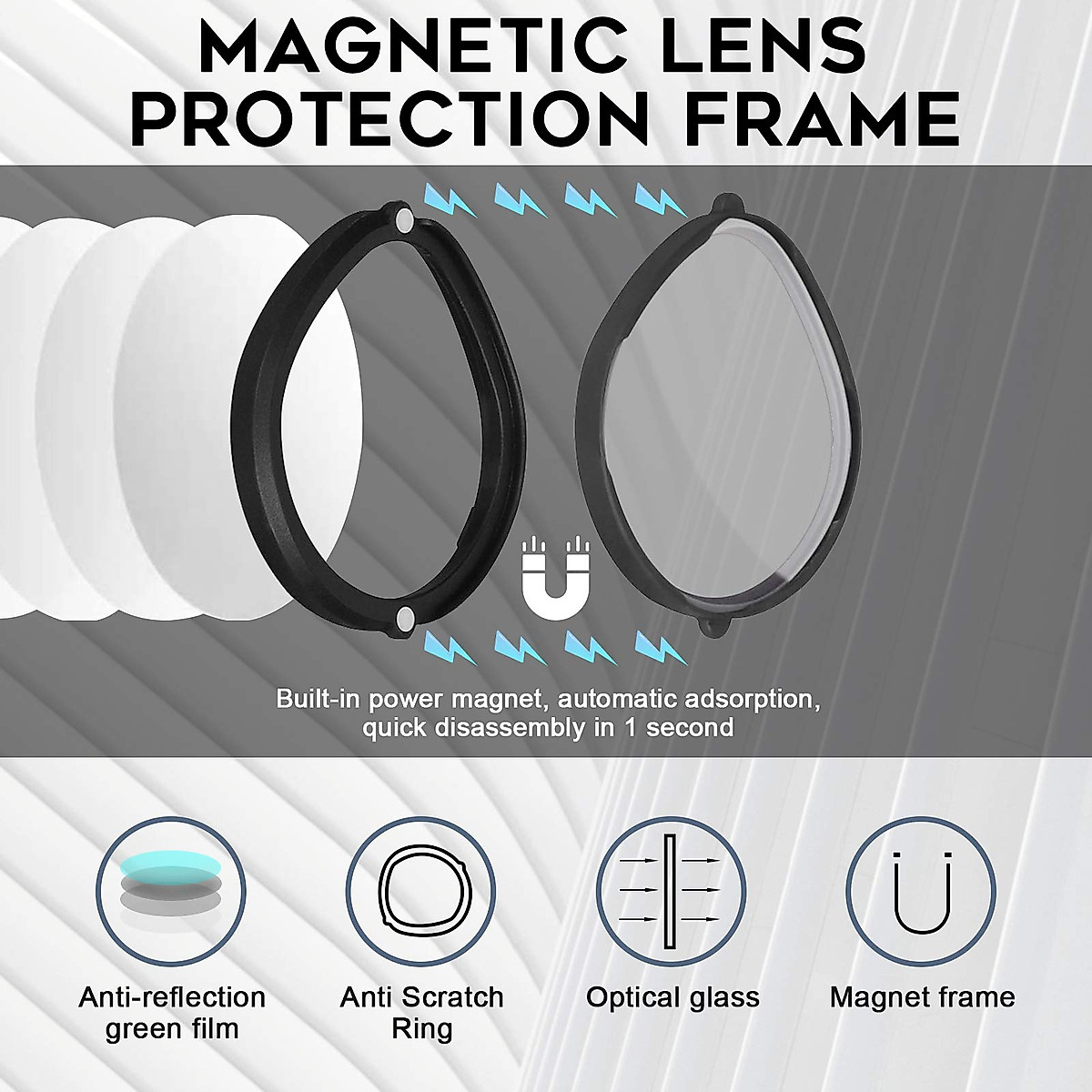 (1 Set) Seltureone Anti-Blue Light Lens Frame Compatible for Quest 2, Eyes Protective Glasses Accessories Set for Quest 2, with VR Lens Dust Proof Cover and Silicone Face Cover, Black