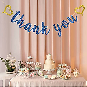 INNORU Thank You Banner Navy Blue Glitter, Wedding Bridal Shower, Thanksgiving Day Party Decorations, Engagement Party Banner, Perfect Wedding Party Decoration Suppllies