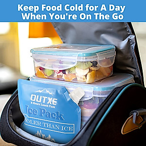 OUTXE Ice Packs for Lunch Bags 8 Pack, Reusable Freezer Packs for Lunch Box Long Lasting, Keep Food Fresh and Cold in Lunch Bags and Breastmilk Bags- Pack of 8
