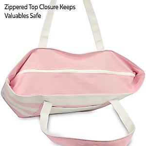 DALIX Striped Beach Bag Tote Bags Satchel Personalized Pink Ballent Letter A