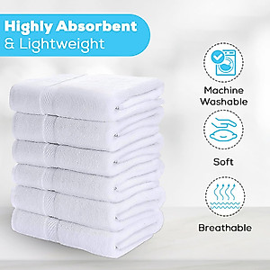 SIMPLI-MAGIC Cotton Set, Towels, 24x46, White, 6 Count