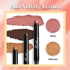 Oillase 12 PCS Eyeshadow Stick Sets with Smudge Proof Eyeshadow Primer Base, Waterproof Glitter Eyeshadow Pen with Soft Brush, Cream Eye Shadow Stick Makeup, Shimmer and Matte Eyeshadow Pencil Crayon