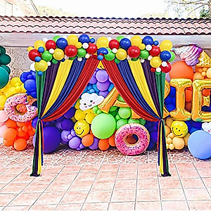 Rainbow Backdrop Curtains Rainbow Birthday Decorations for Unicorn Birthday Party Baby Shower Girl Decorations 5 Panels 2.5×7ft