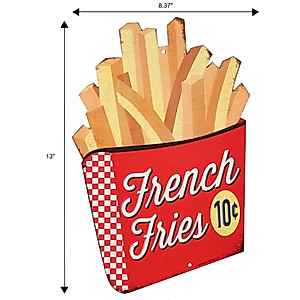 French Fries Embossed Metal Sign - Vintage Diner French Fries Sign for Kitchen or Man Cave