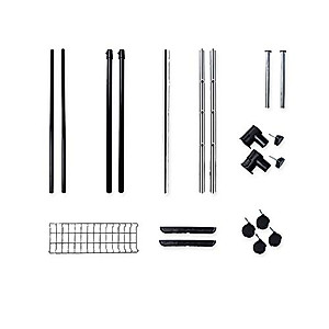 LiaMeE Free Standing Clothing Rack on Wheels, Adjustable Garment Rack & Organizer, Extendable Rolling Clothes Rack with Shelf & Grid, Easy Assembly Standard Rod for Hanging Clothes, Black & Chrome