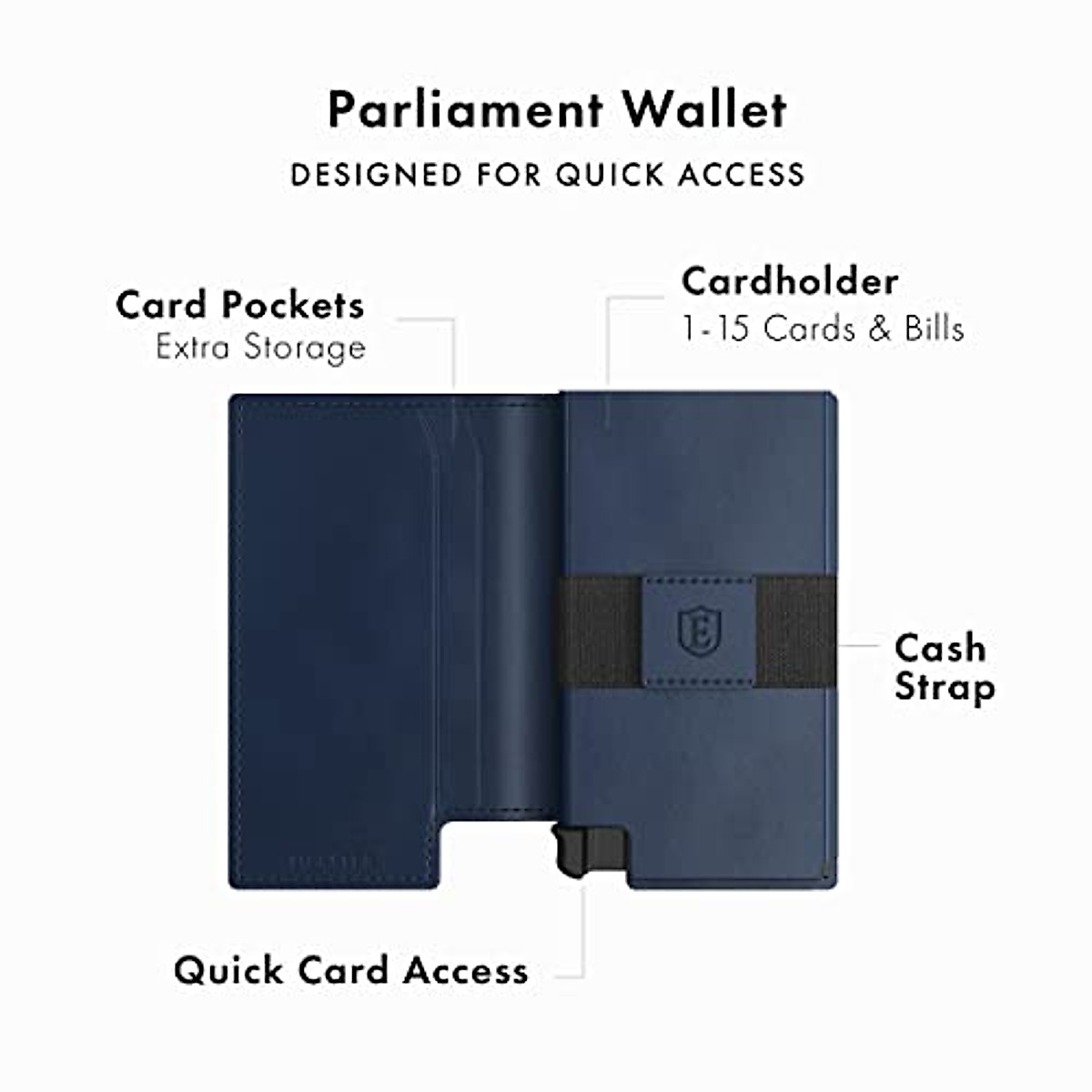Ekster Parliament Leather Wallet for Men | LWG-Certified Minimalist Wallets with RFID Blocking Layer | Slim & Modern Aluminum Wallet with Push Button for Quick Card Access (Navy)