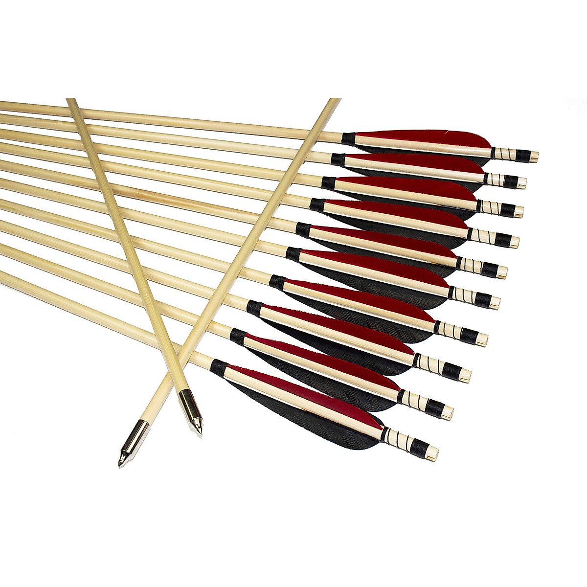 TTFLY FLETCHING 32 Inch Wooden Arrows Practice Hunting Targeting Wood Arrow Parabolic Turkey Feathers Archery for Recurve Longbow