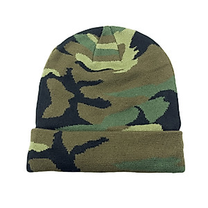 Unisex Knit Soft Warm Cuffed Beanie Hat Winter Camo Hats for Men Women (Camo)